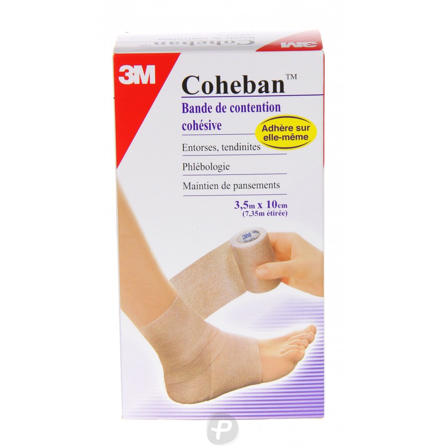 3M - Coheban 10 cm x 3.5 m Bande de contention cohésive - Pharma360